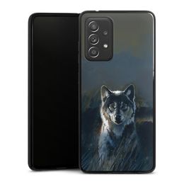 DeinDesign Galaxy A52s 5G Handy Slim Case extra d&uuml;nn Silikon Handyh&uuml;lle schwarz H&uuml;lle Wolf Painting Nature Silikon Slim Case