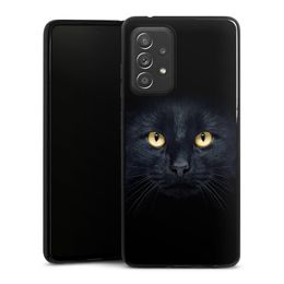 DeinDesign Galaxy A52s 5G Handy Slim Case extra d&uuml;nn Silikon Handyh&uuml;lle schwarz H&uuml;lle Eye Cat Black Silikon Slim Case