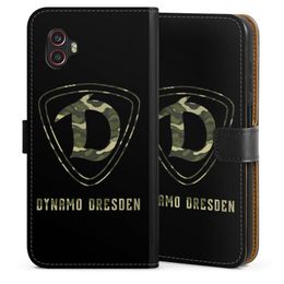 DeinDesign Galaxy XCover 6 Pro Handy Klapph&uuml;lle Handyh&uuml;lle aus Kunst Leder schwarz Flip Case Sg Dynamo Dresden Official Licensed Product Sgd Sideflip mit langer 