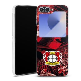 DeinDesign Galaxy Z Flip 6 Handy Hard Case Schutzh&uuml;lle transparent Smartphone Handy H&uuml;lle Merchandise Bayer 04 Leverkusen Official Licensed Product Hard Case
