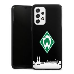 DeinDesign Galaxy A33 5G Handy Slim Case extra d&uuml;nn Silikon Handyh&uuml;lle schwarz H&uuml;lle Sv Werder Bremen Skyline Official Licensed Product Silikon Slim Case