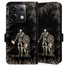 DeinDesign Xiaomi Redmi Note 13 Pro 5G Handy Klapph&uuml;lle Handyh&uuml;lle aus Kunst Leder schwarz Flip Case Wikinger Vikings Tv Show Designs Sideflip mit Lasche