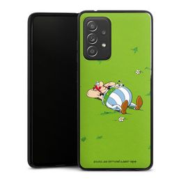 DeinDesign Galaxy A52s 5G Handy Slim Case extra d&uuml;nn Silikon Handyh&uuml;lle schwarz H&uuml;lle Asterix Official Licensed Product Obelix Silikon Slim Case
