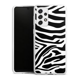 DeinDesign Galaxy A33 5G Handy Silikon H&uuml;lle Case wei&szlig; Handyh&uuml;lle Animal Look Zebra Animal Print Silikon Case
