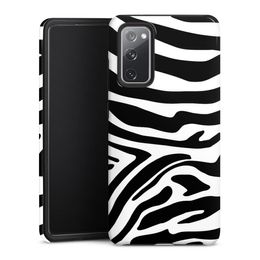 DeinDesign Galaxy S20 FE 5G Handy Panzer Handyh&uuml;lle robuste Outdoor H&uuml;lle Schutzh&uuml;lle gl&auml;nzend Animal Look Zebra Animal Print Tough Case