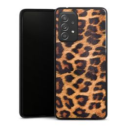 DeinDesign Galaxy A52s 5G Handy Slim Case extra d&uuml;nn Silikon Handyh&uuml;lle schwarz H&uuml;lle Animal Print Leopard Fur Silikon Slim Case