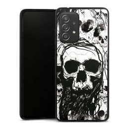 DeinDesign Galaxy A52s 5G Handy Slim Case extra d&uuml;nn Silikon Handyh&uuml;lle schwarz H&uuml;lle Totenkopf Skulls Halloween Silikon Slim Case