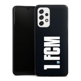 DeinDesign Galaxy A33 5G Handy Slim Case extra d&uuml;nn Silikon Handyh&uuml;lle schwarz H&uuml;lle Official Licensed Product 1. Fcm 1. Fc Magdeburg Silikon Slim Case