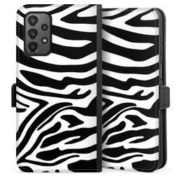 DeinDesign Galaxy A23 5G Handy Klapph&uuml;lle Handyh&uuml;lle aus Kunst Leder schwarz Flip Case Animal Look Zebra Animal Print Sideflip mit Lasche