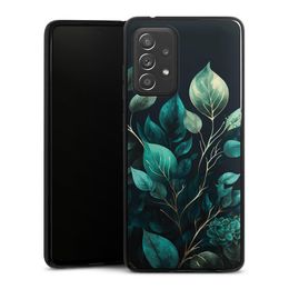 DeinDesign Galaxy A52s 5G Handy Slim Case extra d&uuml;nn Silikon Handyh&uuml;lle schwarz H&uuml;lle Eukalyptus Leaves Black Silikon Slim Case