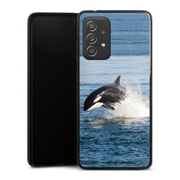 DeinDesign Galaxy A52s 5G Handy Slim Case extra d&uuml;nn Silikon Handyh&uuml;lle schwarz H&uuml;lle Orca Ocean Wale Silikon Slim Case