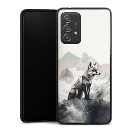 DeinDesign Galaxy A52s 5G Handy Slim Case extra d&uuml;nn Silikon Handyh&uuml;lle schwarz H&uuml;lle Nature Mountain Fox Silikon Slim Case