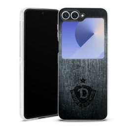 DeinDesign Galaxy Z Flip 6 Handy Hard Case Schutzh&uuml;lle transparent Smartphone Handy H&uuml;lle Sg Dynamo Dresden Official Licensed Product Vintage Hard Case