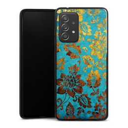 DeinDesign Galaxy A52s 5G Handy Slim Case extra d&uuml;nn Silikon Handyh&uuml;lle schwarz H&uuml;lle Flowers Vintage Ornament Silikon Slim Case