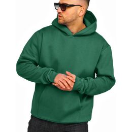 Hoodie DAILY COTTON "Daily Cotton Kapuzenpullover im Oversize Schnitt Unifarben - Kapuzenpullover Loose-Fit", Jungen, Gr. L, gr&uuml;n college, Obermaterial: 65% Baumwolle CO. 35% Polyester PES., Sweatshirts Hoodie, Herren Basic Kapuzen-Sweatshirt Oversized Raglan Sweater