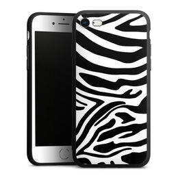 DeinDesign iPhone SE (2020) Handy Premium Silikon H&uuml;lle Handyh&uuml;lle schwarz Case Animal Look Zebra Animal Print Silikon Premium Case