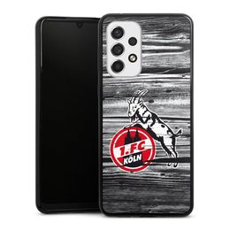 DeinDesign Galaxy A33 5G Handy Slim Case extra d&uuml;nn Silikon Handyh&uuml;lle schwarz H&uuml;lle 1. Fc K&ouml;ln Official Licensed Product Wooden Look Silikon Slim Case