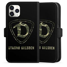 DeinDesign iPhone 11 Pro Handy Klapph&uuml;lle Handyh&uuml;lle aus Kunst Leder schwarz Flip Case Sgd Official Licensed Product Sg Dynamo Dresden Sideflip mit Lasche
