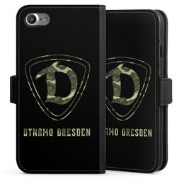 DeinDesign iPhone SE (2020) Handy Klapph&uuml;lle Handyh&uuml;lle aus Kunst Leder schwarz Flip Case Sgd Official Licensed Product Sg Dynamo Dresden Sideflip mit Lasche
