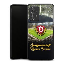 DeinDesign Galaxy A52s 5G Handy Slim Case extra d&uuml;nn Silikon Handyh&uuml;lle schwarz H&uuml;lle Sg Dynamo Dresden Sgd Official Licensed Product Silikon Slim Case