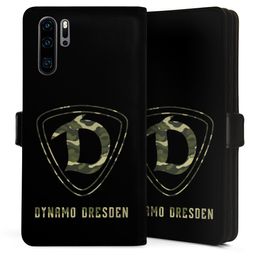 DeinDesign Huawei P30 Pro Handy Klapph&uuml;lle Handyh&uuml;lle aus Kunst Leder schwarz Flip Case Sgd Official Licensed Product Sg Dynamo Dresden Sideflip mit langer 