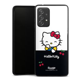 DeinDesign Galaxy A52s 5G Handy Slim Case extra d&uuml;nn Silikon Handyh&uuml;lle schwarz H&uuml;lle Hello Kitty Cherry Official Licensed Product Silikon Slim Case