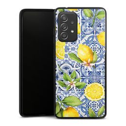 DeinDesign Galaxy A52s 5G Handy Slim Case extra d&uuml;nn Silikon Handyh&uuml;lle schwarz H&uuml;lle Muster Greece Lemon Silikon Slim Case