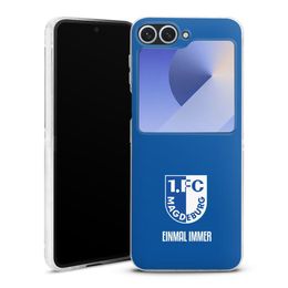 DeinDesign Galaxy Z Flip 6 Handy Hard Case Schutzh&uuml;lle transparent Smartphone Handy H&uuml;lle Coat Of Arms 1. Fc Magdeburg Official Licensed Product Hard Case