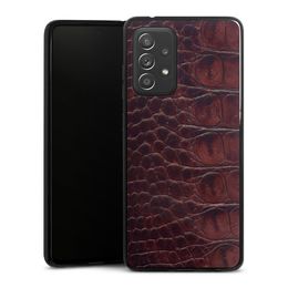 DeinDesign Galaxy A52s 5G Handy Slim Case extra d&uuml;nn Silikon Handyh&uuml;lle schwarz H&uuml;lle Leather Crocodile Animal Print Silikon Slim Case