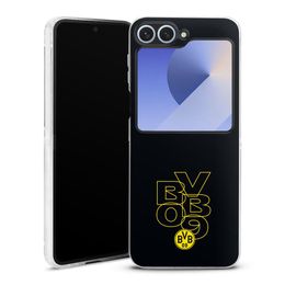 DeinDesign Galaxy Z Flip 6 Handy Hard Case Schutzh&uuml;lle transparent Smartphone Handy H&uuml;lle Official Licensed Product Lettering Bvb Hard Case