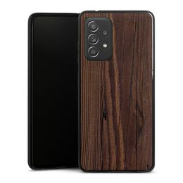 DeinDesign Galaxy A52s 5G Handy Slim Case extra d&uuml;nn Silikon Handyh&uuml;lle schwarz H&uuml;lle Wooden Look Wood Nut Tree Silikon Slim Case