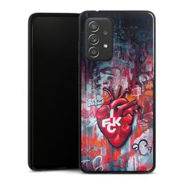 DeinDesign Galaxy A52s 5G Handy Slim Case extra d&uuml;nn Silikon Handyh&uuml;lle schwarz H&uuml;lle 1. Fck 1. Fc Kaiserslautern Heart Silikon Slim Case