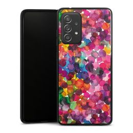 DeinDesign Galaxy A52s 5G Handy Slim Case extra d&uuml;nn Silikon Handyh&uuml;lle schwarz H&uuml;lle Water Colour Colourful Points Silikon Slim Case