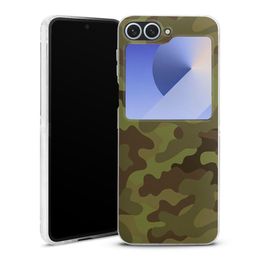 DeinDesign Galaxy Z Flip 6 Handy Hard Case Schutzh&uuml;lle transparent Smartphone Handy H&uuml;lle Camouflage Tarnmuster Army Hard Case