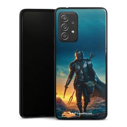 DeinDesign Galaxy A52s 5G Handy Slim Case extra d&uuml;nn Silikon Handyh&uuml;lle schwarz H&uuml;lle Star Wars The Mandalorian Sunset Silikon Slim Case