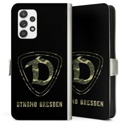 DeinDesign Galaxy A52s 5G Handy Klapph&uuml;lle Handyh&uuml;lle aus Kunst Leder wei&szlig; Flip Case Sgd Official Licensed Product Sg Dynamo Dresden Sideflip mit Lasche
