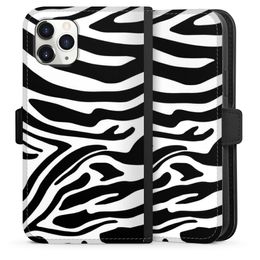 DeinDesign iPhone 11 Pro Handy Klapph&uuml;lle Handyh&uuml;lle aus Kunst Leder schwarz Flip Case Animal Look Zebra Animal Print Sideflip mit Lasche
