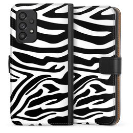DeinDesign Galaxy A53 5G Handy Klapph&uuml;lle Handyh&uuml;lle aus Kunst Leder schwarz Flip Case Animal Look Zebra Animal Print Sideflip mit langer Lasche