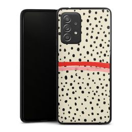 DeinDesign Galaxy A52s 5G Handy Slim Case extra d&uuml;nn Silikon Handyh&uuml;lle schwarz H&uuml;lle Stripes Points Kunst Silikon Slim Case