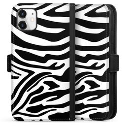 DeinDesign iPhone 11 Handy Klapph&uuml;lle Handyh&uuml;lle aus Kunst Leder schwarz Flip Case Animal Look Zebra Animal Print Sideflip mit Lasche