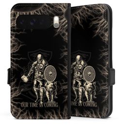 DeinDesign Google Pixel 10 Pro XL Handy Klapph&uuml;lle Handyh&uuml;lle aus Kunst Leder schwarz Flip Case Wikinger Vikings Tv Show Designs Sideflip mit Lasche