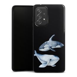 DeinDesign Galaxy A52s 5G Handy Slim Case extra d&uuml;nn Silikon Handyh&uuml;lle schwarz H&uuml;lle Wale Water Colour Ocean Silikon Slim Case