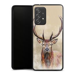 DeinDesign Galaxy A52s 5G Handy Slim Case extra d&uuml;nn Silikon Handyh&uuml;lle schwarz H&uuml;lle Animal Look Deer Reindeer Silikon Slim Case