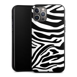 DeinDesign iPhone 12 Pro Handy Silikon H&uuml;lle Case schwarz Handyh&uuml;lle Animal Look Zebra Animal Print
