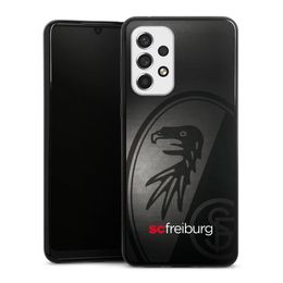 DeinDesign Galaxy A33 5G Handy Slim Case extra d&uuml;nn Silikon Handyh&uuml;lle schwarz H&uuml;lle Sc Freiburg Official Licensed Product Metallic Look Silikon Slim Case