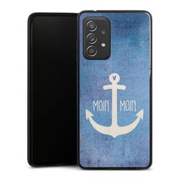 DeinDesign Galaxy A52s 5G Handy Slim Case extra d&uuml;nn Silikon Handyh&uuml;lle schwarz H&uuml;lle Anchor Maritim Blue Silikon Slim Case