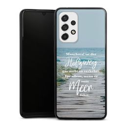 DeinDesign Galaxy A33 5G Handy Slim Case extra d&uuml;nn Silikon Handyh&uuml;lle schwarz H&uuml;lle Statement Beach Spruch Silikon Slim Case