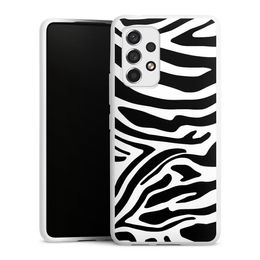 DeinDesign Galaxy A53 5G Handy Silikon H&uuml;lle Case wei&szlig; Handyh&uuml;lle Animal Look Zebra Animal Print Silikon Case