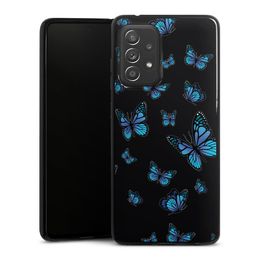 DeinDesign Galaxy A52s 5G Handy Slim Case extra d&uuml;nn Silikon Handyh&uuml;lle schwarz H&uuml;lle Transparent Butterfly Muster Silikon Slim Case