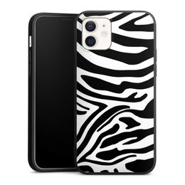 DeinDesign iPhone 12 Handy Premium Silikon H&uuml;lle Handyh&uuml;lle schwarz Case Animal Look Zebra Animal Print Silikon Premium Case